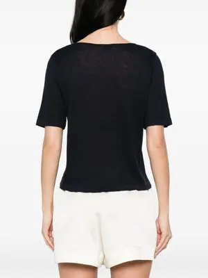 BASE Linen And Cotton Blend Sweater - Blue