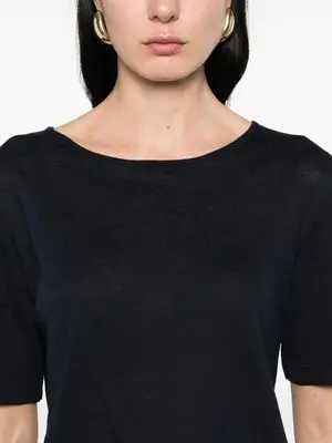 BASE Linen And Cotton Blend Sweater - Blue
