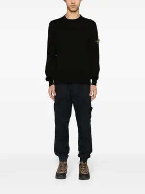 Stone Island Crew Neck Sweater With Logo - Black