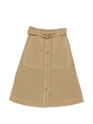 Moncler Cotton Long A-line Skirt - Beige