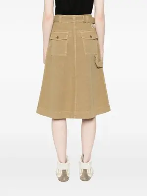 Moncler Cotton Long A-line Skirt - Beige