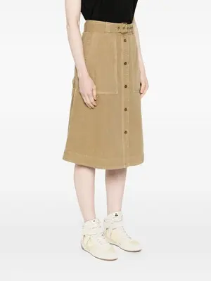 Moncler Cotton Long A-line Skirt - Beige
