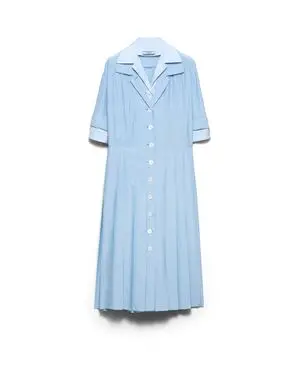 Prada Pongé And Poplin Shirtdress - Light Blue