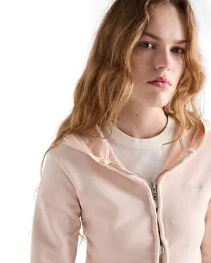 Prada Cotton Fleece Hoodie Zipper Jacket - Pink
