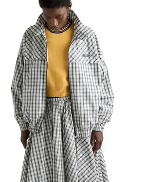Prada Checked Chambray Blouson Jacket - Neutral