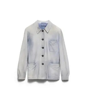 Prada Suede Caban Jacket - Light Blue