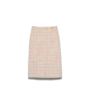 Prada Checked Cotton Poplin Pencil Skirt - Neutral