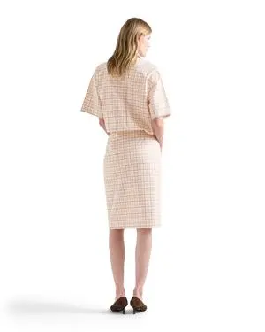Prada Checked Cotton Poplin Pencil Skirt - Neutral