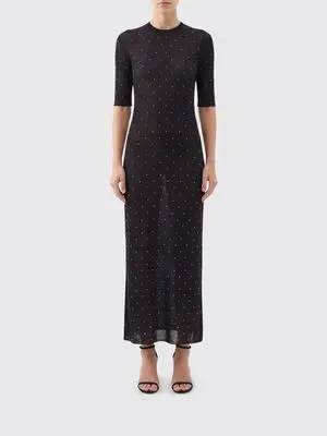 Rabanne Cotton Midi Dress With Rhinestone Embellishments