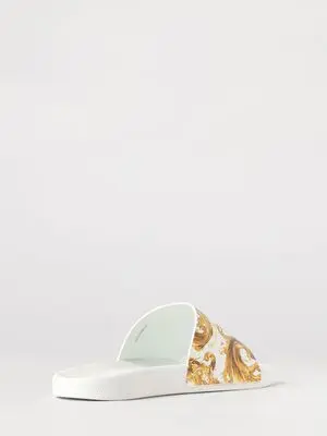 Versace Baroque Print Rubber Sliders - White 1