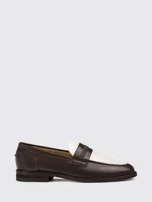 DOUCAL'S Leather Loafers With Monile Detail - Coffee
