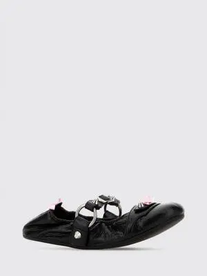 Balenciaga City Arena Leather Ballet Flats With Bows - Black