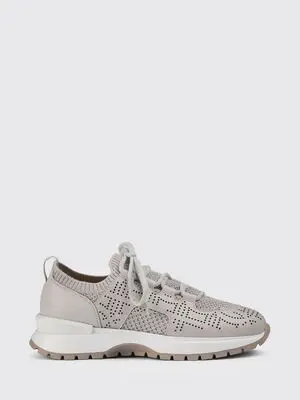 DOUCAL'S Doucal's Perforated Leather And Crochet Knit Lace-Up Sneakers Ice