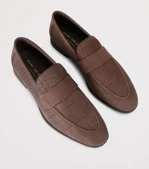 Kurt Geiger Croc-embossed Suede Aldgate Flex Loafers - Brown