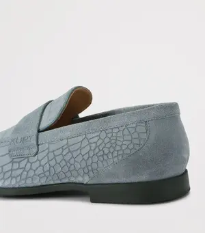 Kurt Geiger Croc-embossed Suede Aldgate Flex Loafers