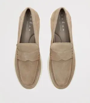 Hogan Suede H-tv Loafers - Beige