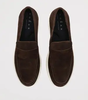 Hogan Suede H-tv Loafers - Brown