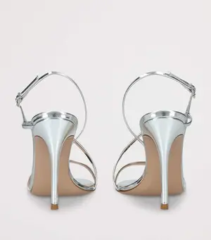 GIANVITO ROSSI Metallic Leather Manhattan Heeled Sandals 95 - Silver