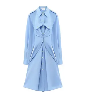 Alexander McQueen Gathered Midi Shirt Dress