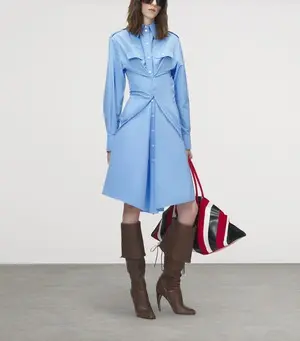 Alexander McQueen Gathered Midi Shirt Dress