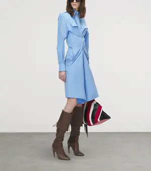 Alexander McQueen Gathered Midi Shirt Dress