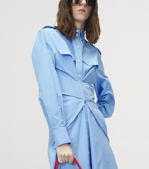 Alexander McQueen Gathered Midi Shirt Dress