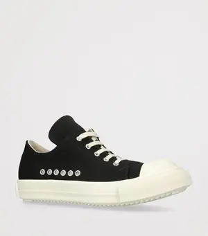 Rick Owens Canvas Eyelet Low-top Sneakers - Black