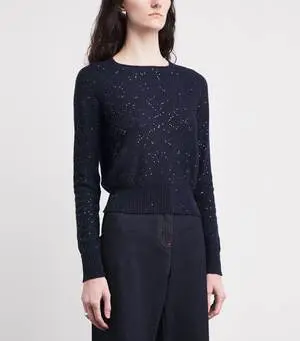 Kiton Cashmere Sequin Embellished Sweater