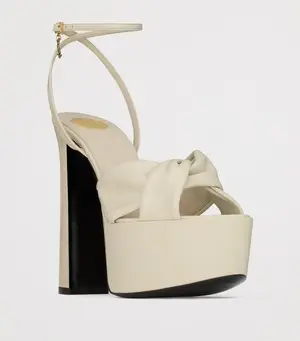 Saint Laurent Franciane Nappa Leather Sandals - White