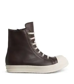 Rick Owens Leather High-top Sneakers - Brown
