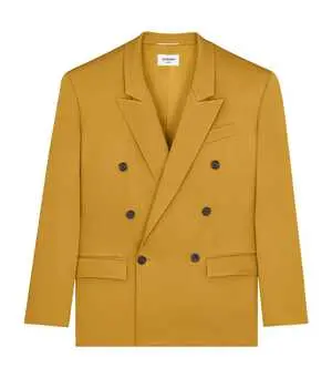 Saint Laurent Silk Double-breasted Blazer - Brown