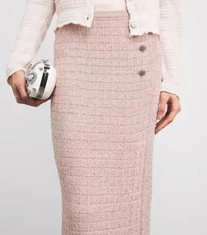 Alessandra Rich Knitted Sequin Embellished Midi Skirt