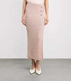 Alessandra Rich Knitted Sequin Embellished Midi Skirt