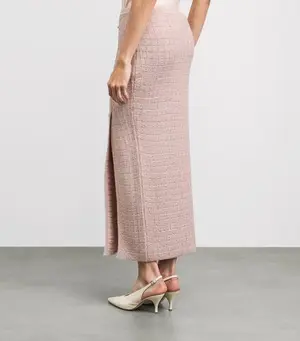 Alessandra Rich Knitted Sequin Embellished Midi Skirt