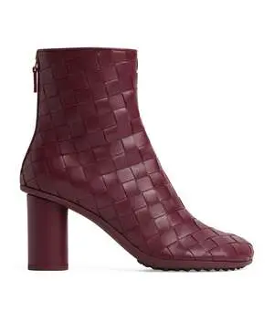 Bottega Veneta Leather Atomic Ankle Boots 75 - Red