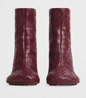 Bottega Veneta Leather Atomic Ankle Boots 75 - Red