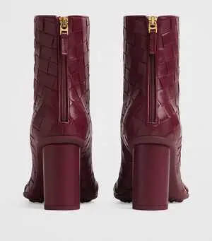 Bottega Veneta Leather Atomic Ankle Boots 75 - Red