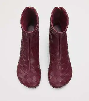 Bottega Veneta Leather Atomic Ankle Boots 75 - Red