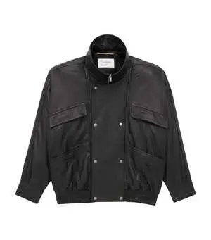 Saint Laurent Leather Bomber Jacket - Black