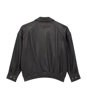 Saint Laurent Leather Bomber Jacket - Black