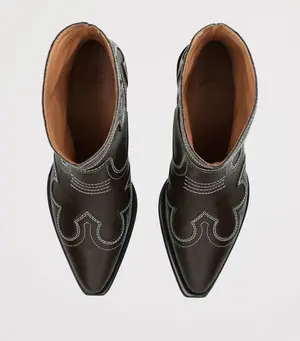 GANNI Embroidered Western Boots - Green