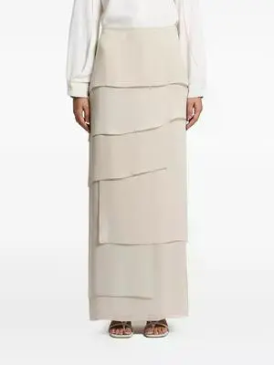 Peserico Tiered Maxi Skirt - Neutrals
