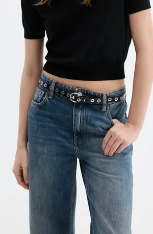 Mango High-waist Wide-leg Stretch Jeans - Dark Blue