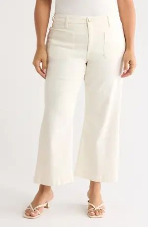 Kut From The Kloth Meg High-waist Patch Pocket Wide-leg Jeans - Ecru