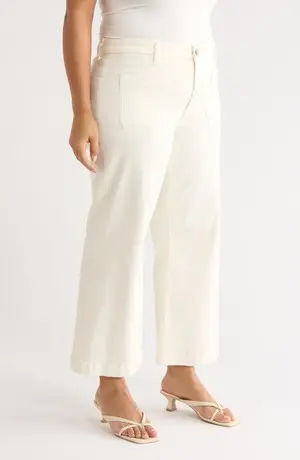 Kut From The Kloth Meg High-waist Patch Pocket Wide-leg Jeans - Ecru