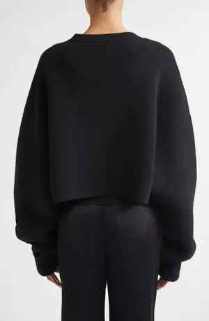 TOTEME Oversized Cropped Wool Cardigan - Black