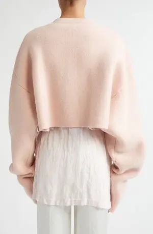 TOTEME Oversized Cropped Wool Cardigan - Flamingo