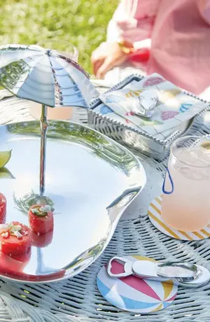 MARIPOSA Beach Ball & Stripes Beaded Coaster Set
