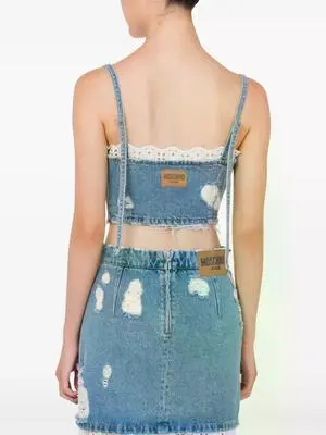 Moschino Lace-trim Denim Crop Top