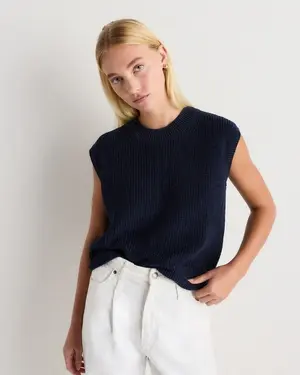 Quince Cotton Linen Sweater Tank Top - Deep Navy